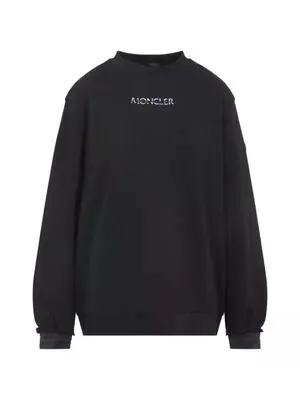 Moncler Logo Embroidered Ruffled Cuff Sweater - Black