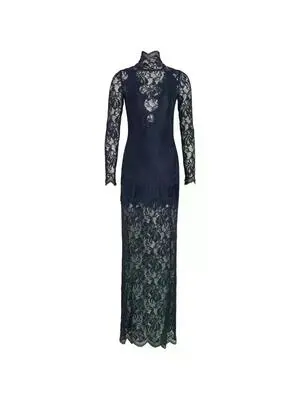 Rabanne Lace-panelled High-neck Maxi Dress
