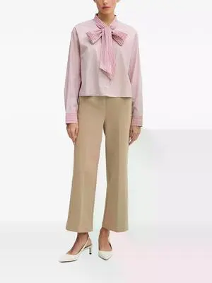 BENETTON Striped Pussy-bow Shirt - Pink