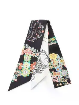 Hermès Brides De Gala En Fleurs Twilly Scarf - Black