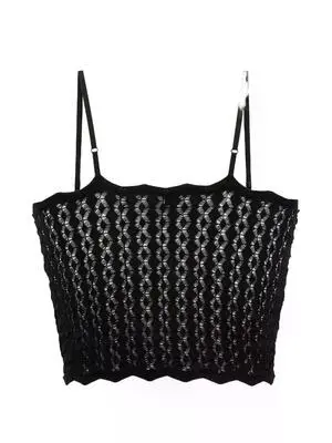 Saint Laurent Crochet-knit Front-tie Top
