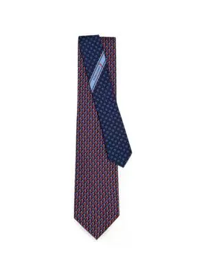 FERRAGAMO Printed Silk Neck Tie - Blue
