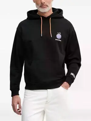 BENETTON Graphic Print Drawstring Hoodie - Black