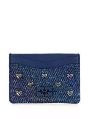 GANNI Bou Heart-stud Denim Cardholder