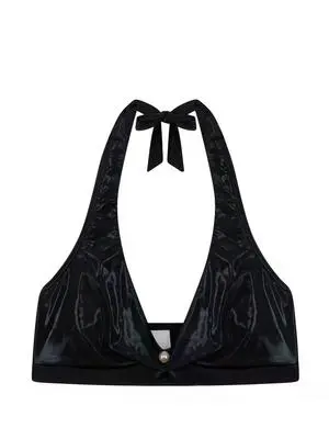 GOD SAVE QUEENS Oréa" Shimmer-effect Ruched Bikini Top - Black