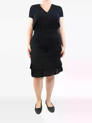Etro Pleated-trim V-neck Midi Dress - Black