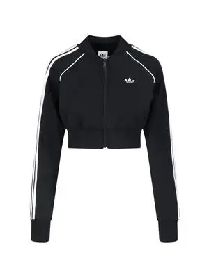 Adidas Stripe-detail Cropped Sweatshirt - Black