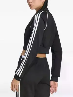 Adidas Cropped Sweatshirt With Stripe Detail - Black
