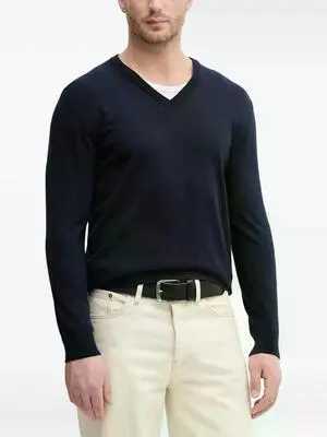 BENETTON V-neck Ribbed-trim Sweater - Blue