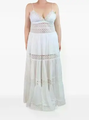 Charo Ruiz Ibiza Embroidered Tiered Maxi Dress - White