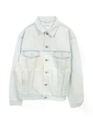Balenciaga Logo Detail Denim Jacket - Blue