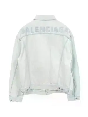 Balenciaga Logo Detail Denim Jacket - Blue