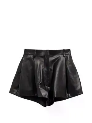 Balenciaga Pleated Leather Shorts - Black