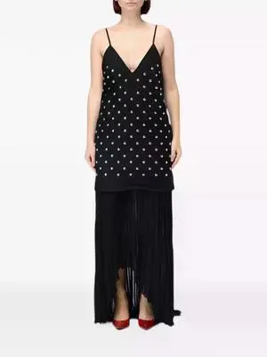 MSGM Embellished Pleated Maxi Dress - Black