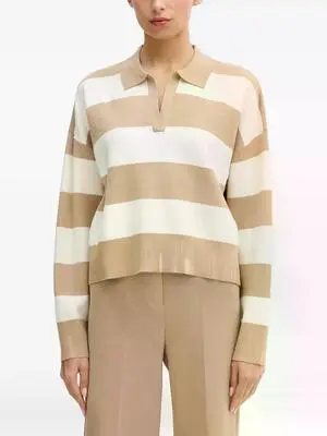 BENETTON Horizontal Stripe Polo Collar Sweater
