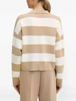 BENETTON Horizontal Stripe Polo Collar Sweater