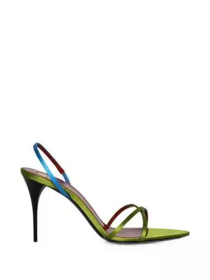Saint Laurent Pea Satin Slingback Sandals - Green