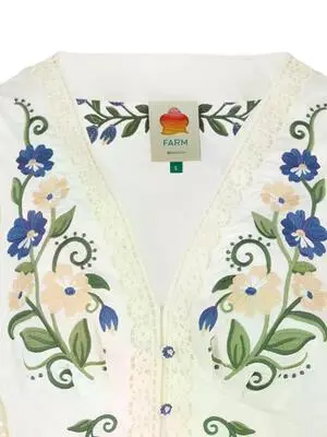 Farm Rio Embroidered Lace-trimmed Blouse - White