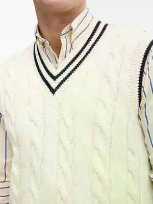 BENETTON Cable-knit Striped-trim Sweater