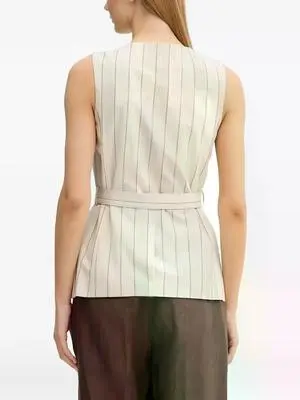 BENETTON Pinstripe-pattern Belted Top