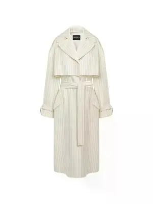 DONDUP Pinstripe Pattern Trench Coat - Neutrals