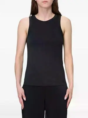 Max Mara Ribbed-knit Cotton Top - Black