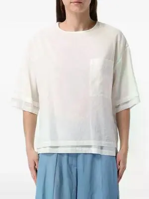 TELA Chest Pocket Drop-shoulder Blouse - White