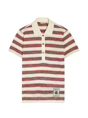 Moncler Striped Short-sleeve Polo Shirt - Neutrals