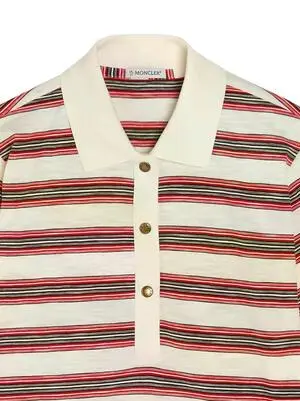 Moncler Striped Short-sleeve Polo Shirt - Neutrals