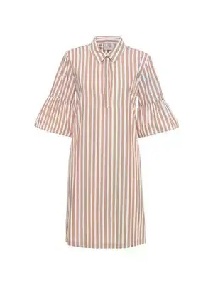 EMME Striped Ruffle-sleeve Mini Dress - Neutrals