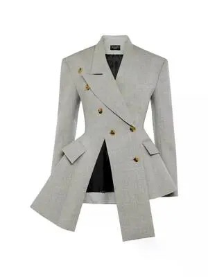 A.W.A.K.E. Mode Asymmetric Double-breasted Jacket - Grey