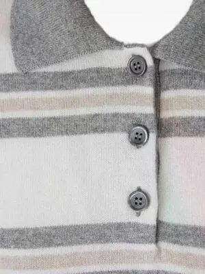 Peserico Striped Button-collar Polo Shirt