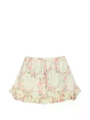 Simone Rocha Floral Print Ruffled Shorts - Neutrals