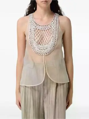 Emporio Armani Macramé Insert Tulle Blouse