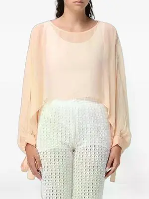 TWINSET Tie-cuff Cropped Blouse - Neutrals