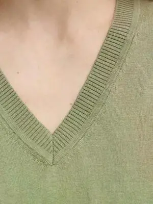 BENETTON Ribbed-trim V-neck Sweater