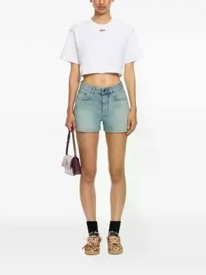 Off-White Cropped Logo T-shirt - White