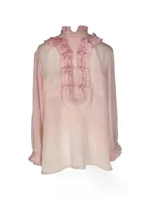 Prada Silk Ruffled High Neck Blouse