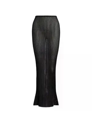 DONDUP Sheer-knit Striped Maxi Skirt - Black