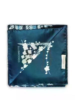 COCCINELLE Algae Floral-print Silk Scarf - Blue