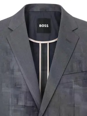 BOSS Checked Wool-blend Suit - Blue