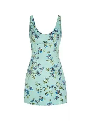 EMILIA WICKSTEAD Floral-print Sleeveless Mini Dress - Blue