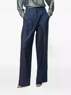 INDRESS Navy Pinstriped Pleated Trousers