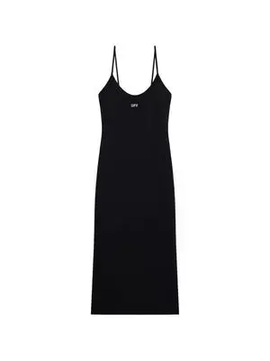 Off-White Logo-print Spaghetti Strap Midi Dress - Black