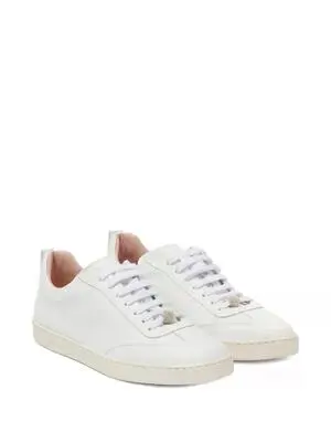 Fabiana Filippi Grained Leather Sneakers With Bead Embellishment