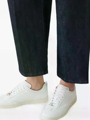 Fabiana Filippi Grained Leather Sneakers With Bead Embellishment