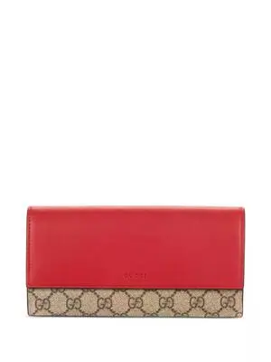 Gucci Gg Supreme French Flap Long Wallet - Red