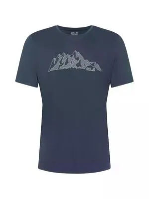 JACK WOLFSKIN Peak Graphic Mountain-print T-shirt - Blue