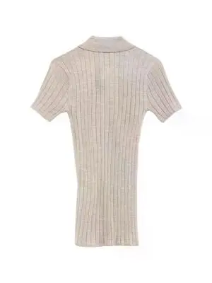 TOTEME Ribbed-knit Polo Top