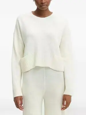 BENETTON Ribbed-trim Drop-shoulder Sweater - White
